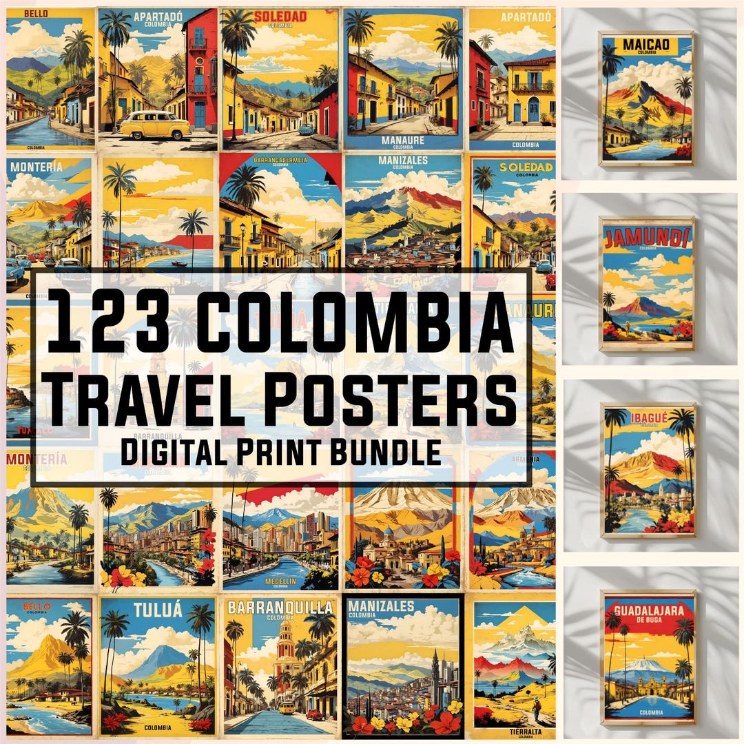 123 Colombia Vintage Travel Posters, Wall Art, Vintage Poster, Colombia ...