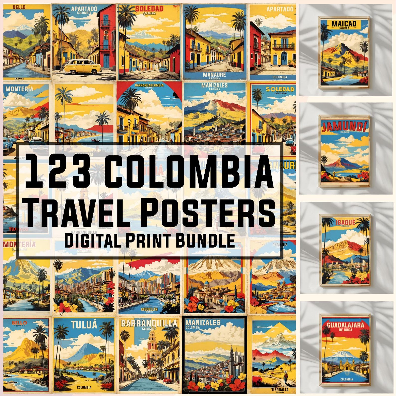 123 Colombia Vintage Travel Posters, Wall Art, Vintage Poster, Colombia ...