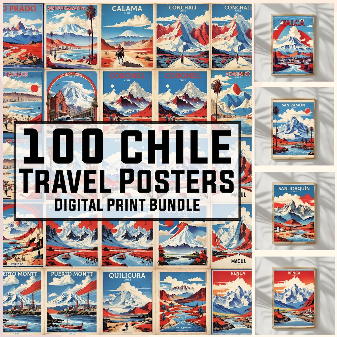 100 Chile Vintage Travel Posters, Chile Wall Art, Chile Vintage Poster ...