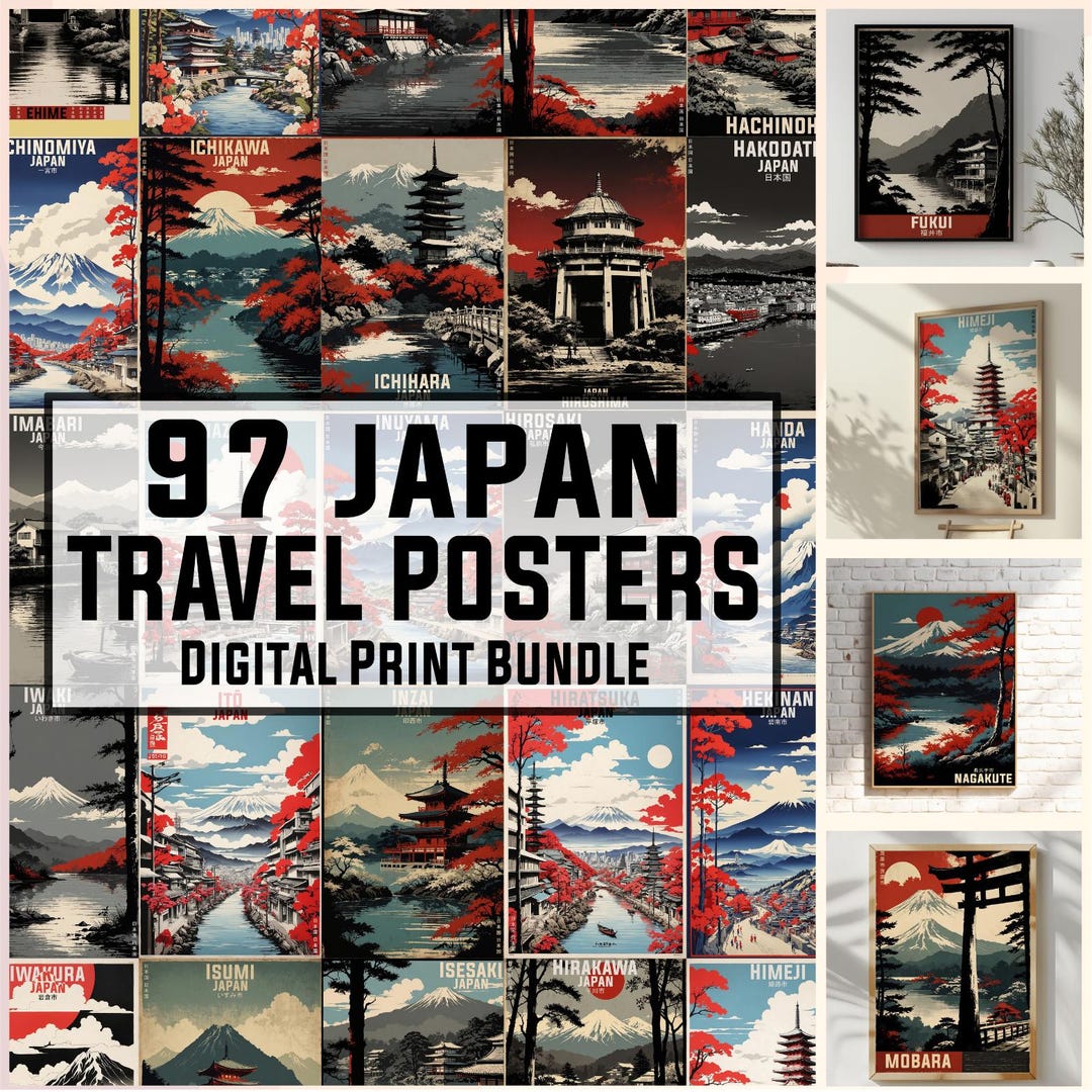 97 Japanese Vintage Posters Collection, Japanese Artstyle, Retro Prints ...