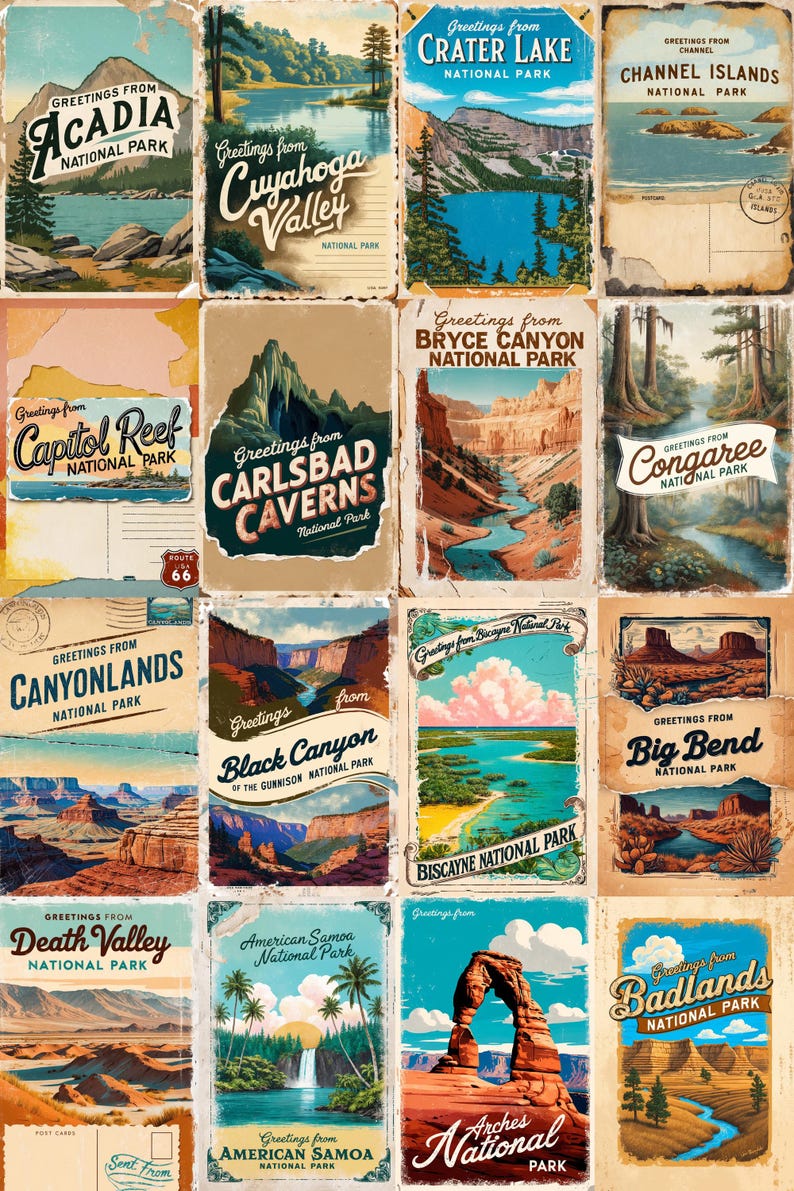 National Park Postcard Set 2 of Each, 63 Parks, Horizontal and Vertical ...