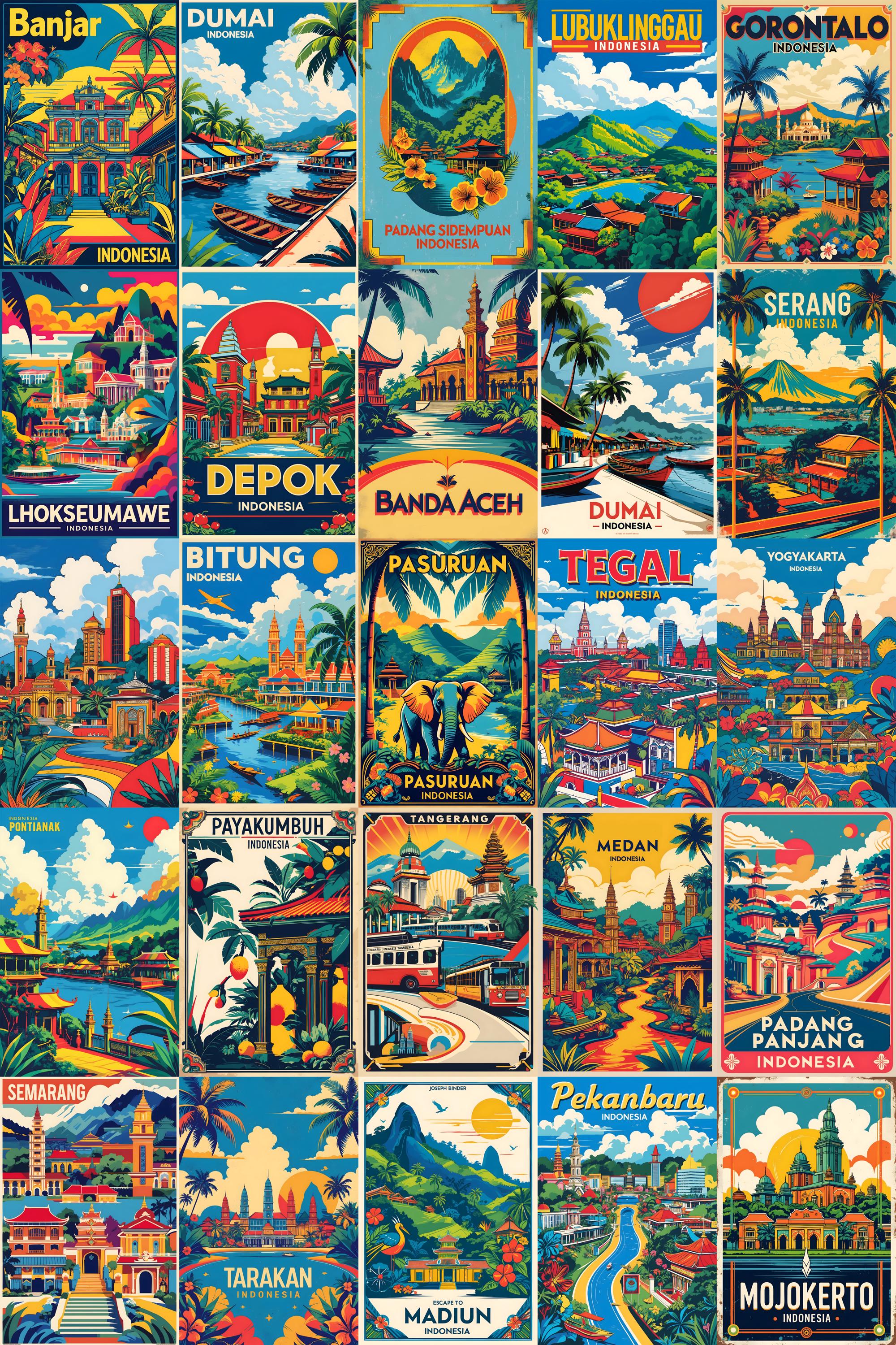 174 Indonesia Vintage Travel Posters, Indonesian Wall Art, Vintage ...