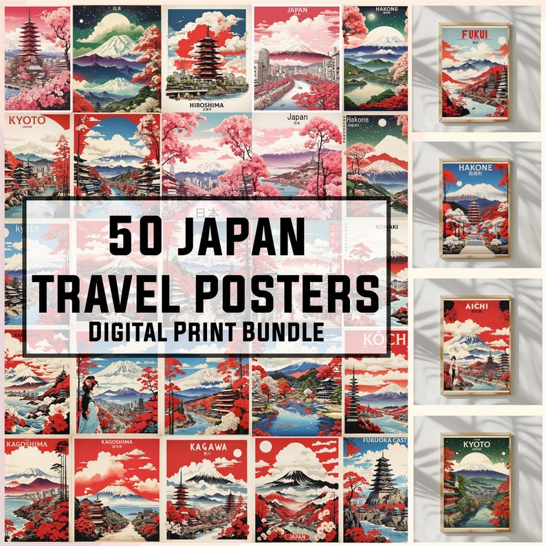 50 Japan Vintage Travel Posters, Japanese Wall Art, Vintage Poster ...