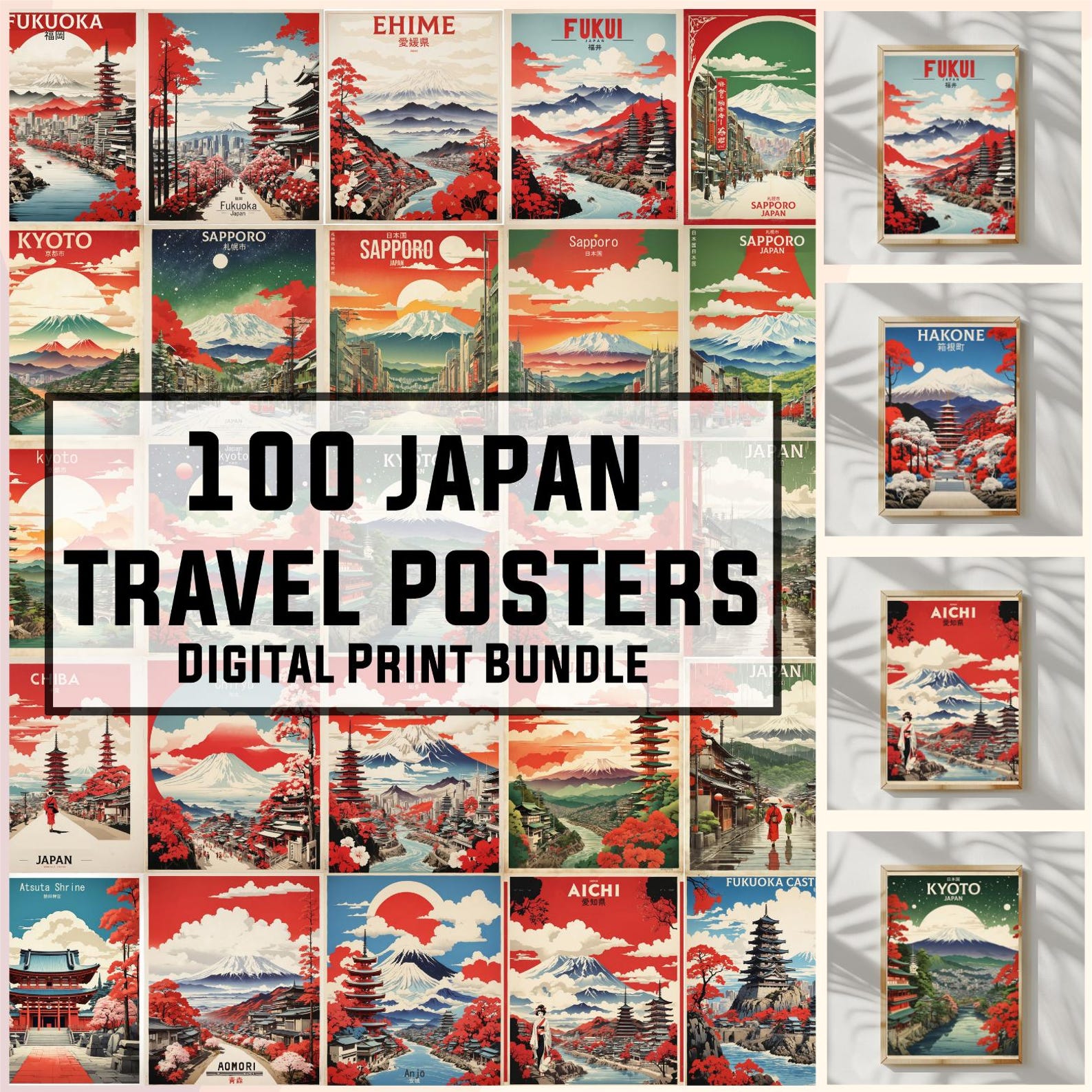 100 Japan Vintage Travel Posters, Japanese Wall Art, Vintage Poster ...