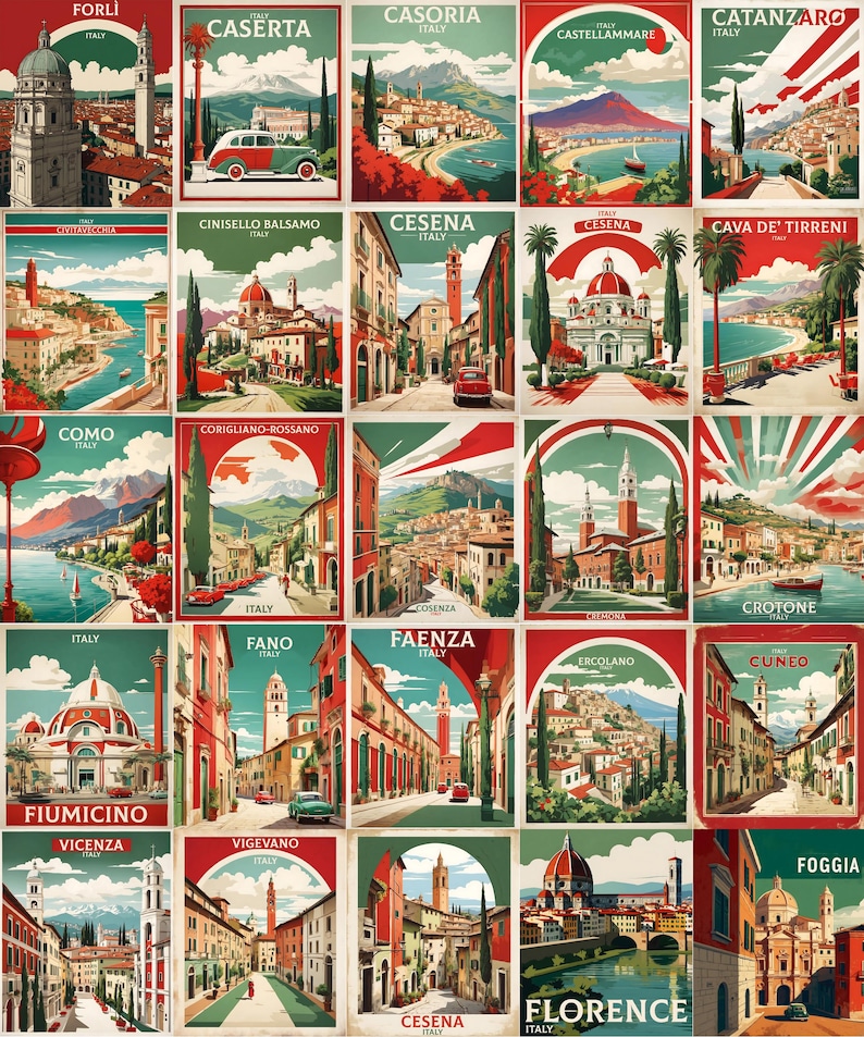 100 Italy Vintage Travel Posters, Wall Art, Vintage Poster, Italian ...