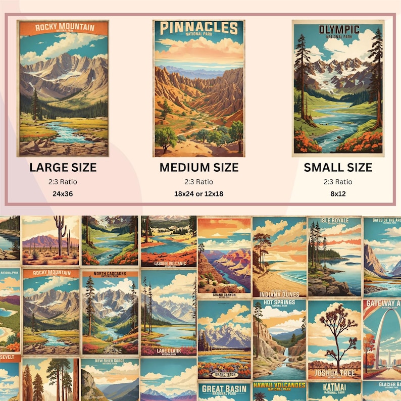 All 63 US National Parks Vintage Travel Posters Bundle, National Parks ...