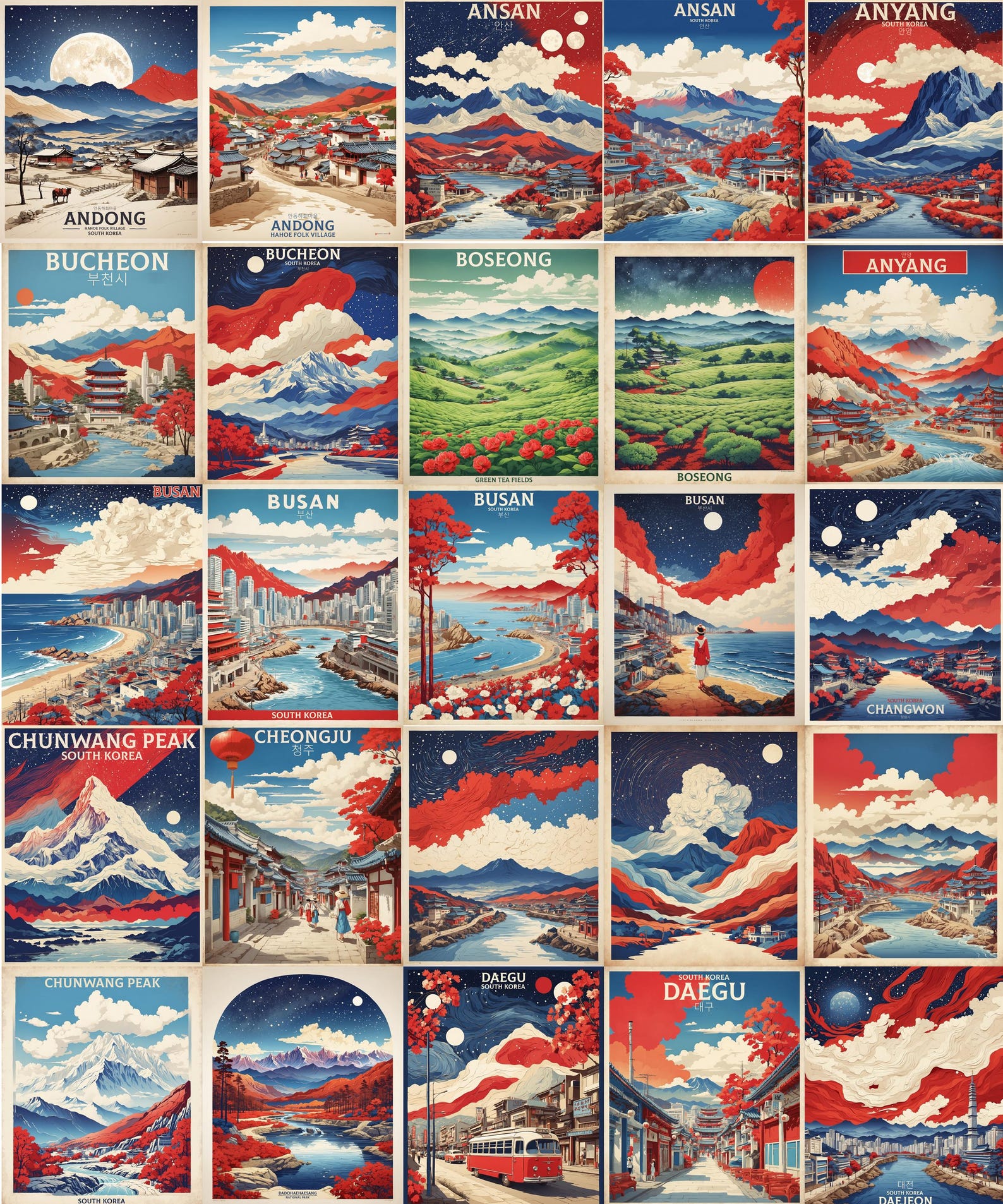 100 South Korea Vintage Travel Posters, SVG, JPEG, PDF Wall Art ...