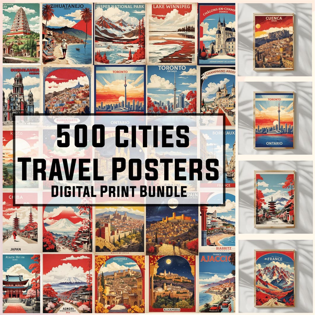 Mega Pack of 500 Travel Vintage City Posters, SVG, PDF, JPG, Mexico ...
