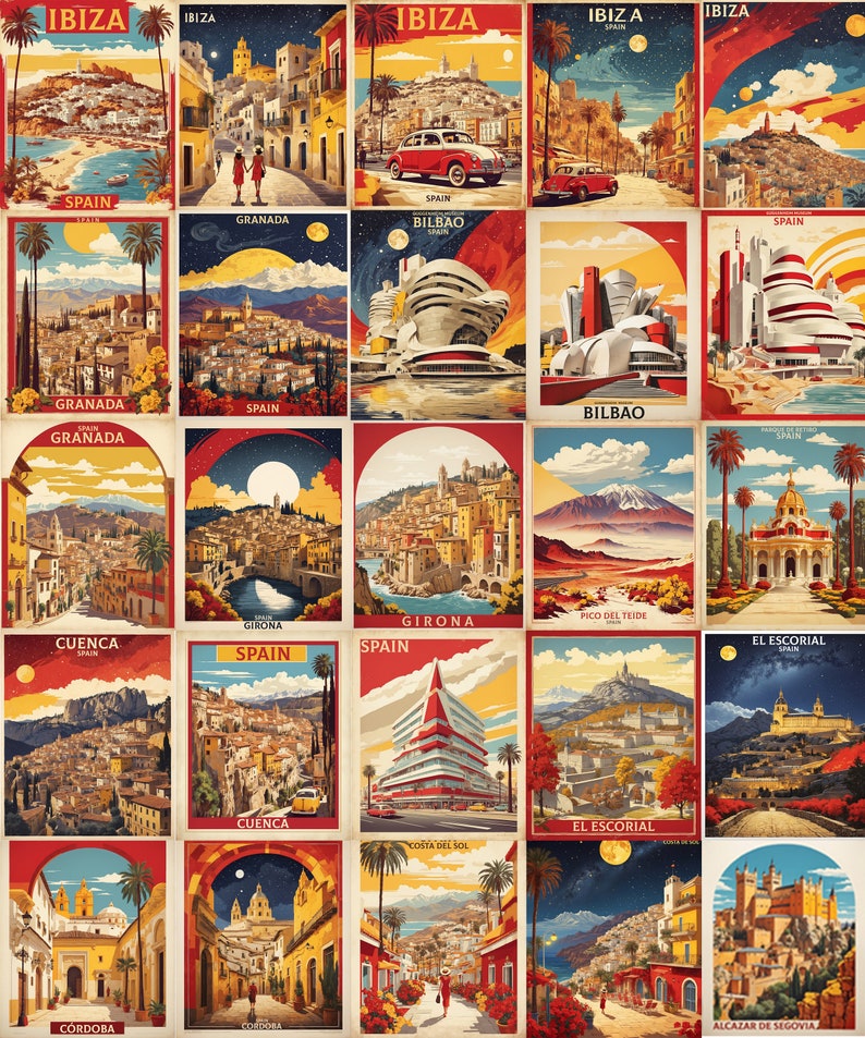75 Spain Vintage Travel Posters, Spanish Wall Art, Vintage Poster ...