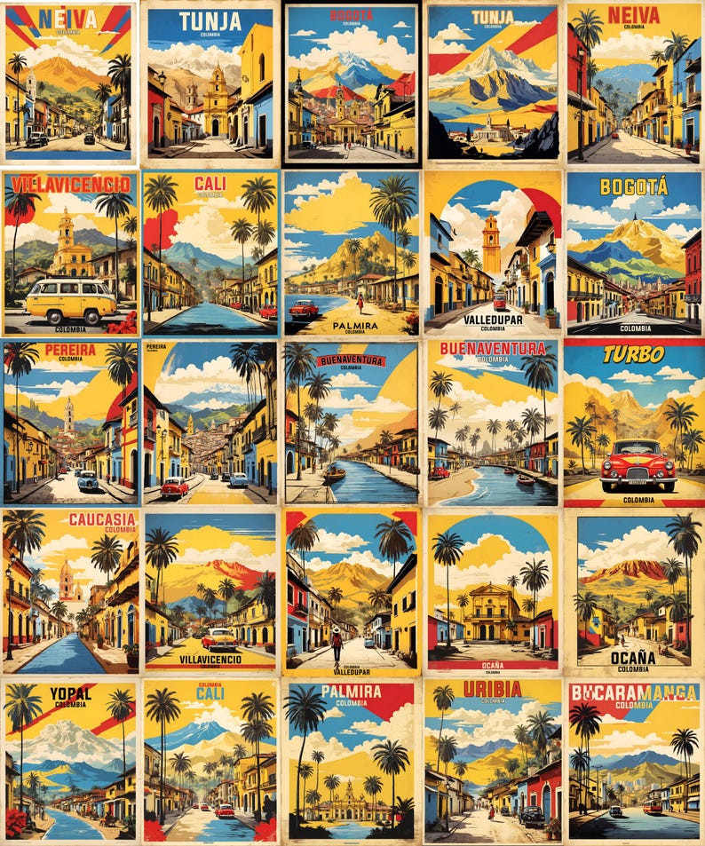 123 Colombia Vintage Travel Posters, Wall Art, Vintage Poster, Colombia ...