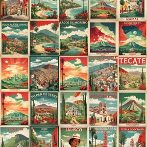 100 Mexico Vintage Travel Posters, Mexico Wall Art, Vintage Poster ...
