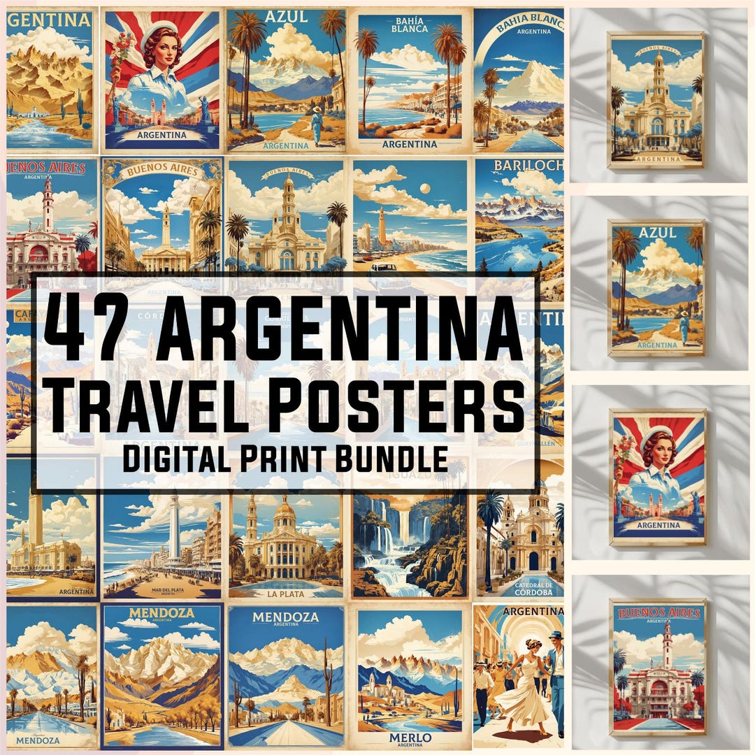 47 Argentina Vintage Travel Posters, SVG, PDF, Wall Art, Vintage Poster ...
