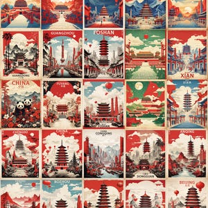 50 China Vintage Travel Posters, Chinese Wall Art, Vintage Poster ...