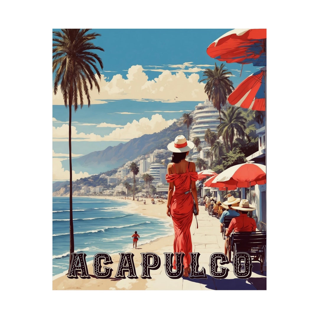 Acapulco México Retro Poster, Vintage, Travel Poster, Mexico Poster ...