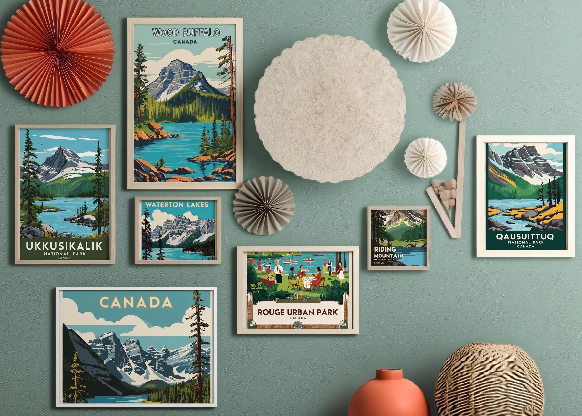 All US & Canada National Parks Vintage Travel Posters Bundle, National ...
