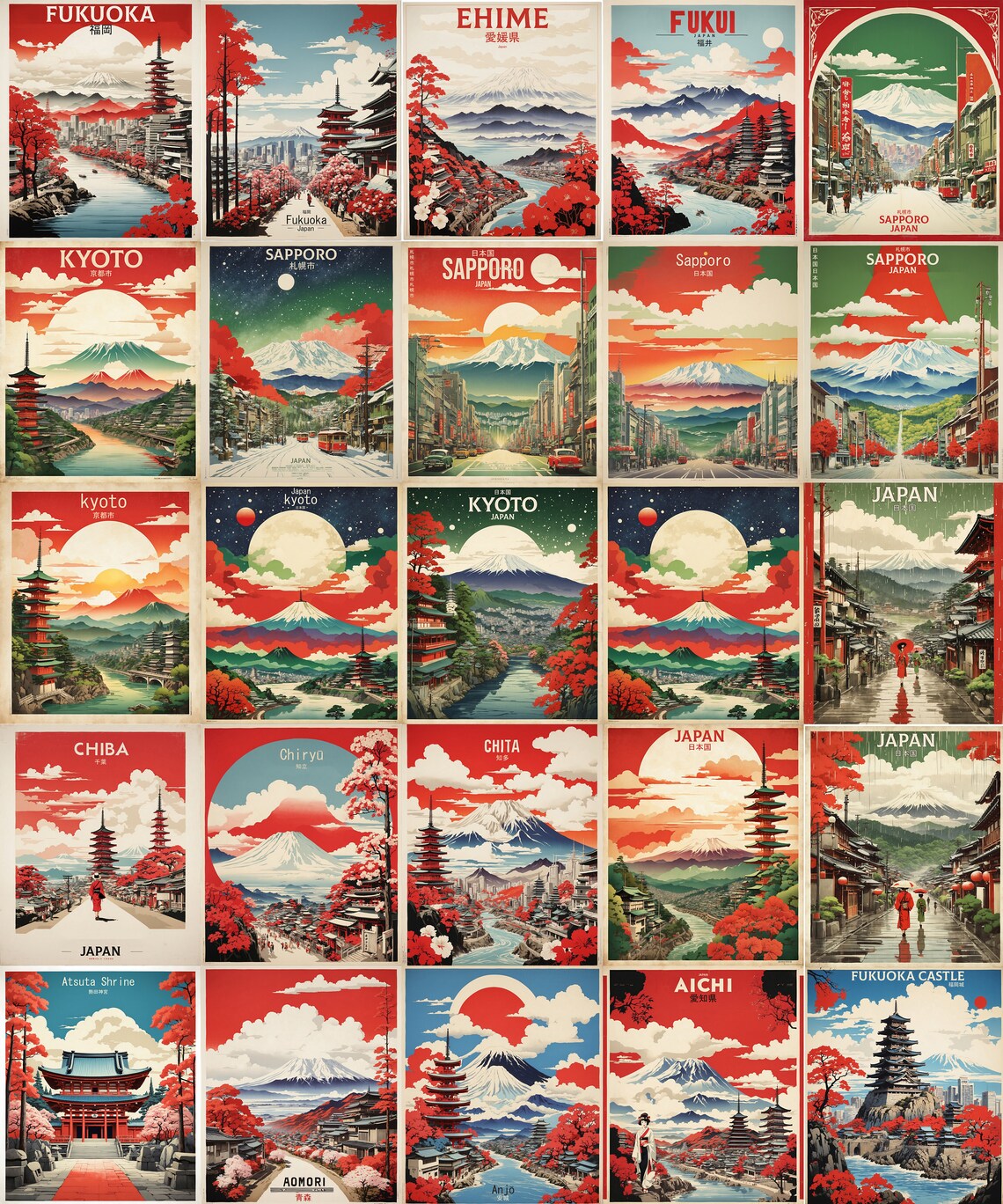 100 Japan Vintage Travel Posters, Japanese Wall Art, Vintage Poster ...