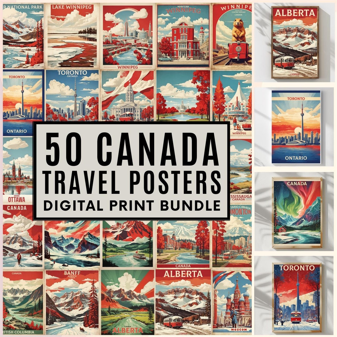 50 Canada Vintage Travel Posters, Canadian Wall Art, Vintage Poster ...