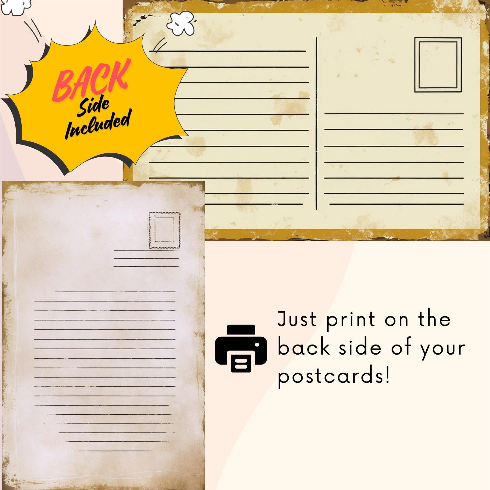 Set of US Postcards, All 50 States Postcard Set, State Silhouettes ...