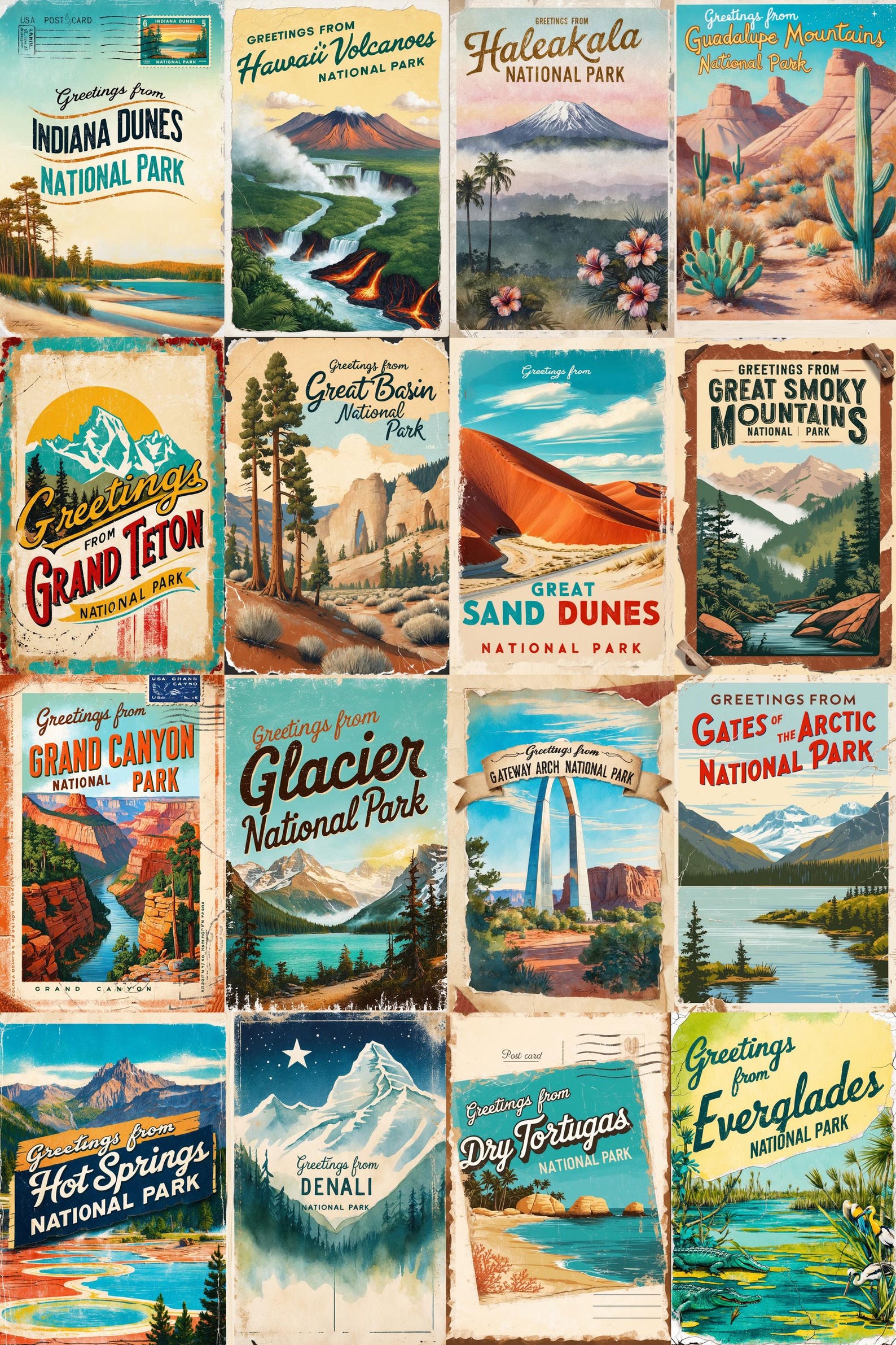National Park Postcard Set 2 of Each, 63 Parks, Horizontal and Vertical ...