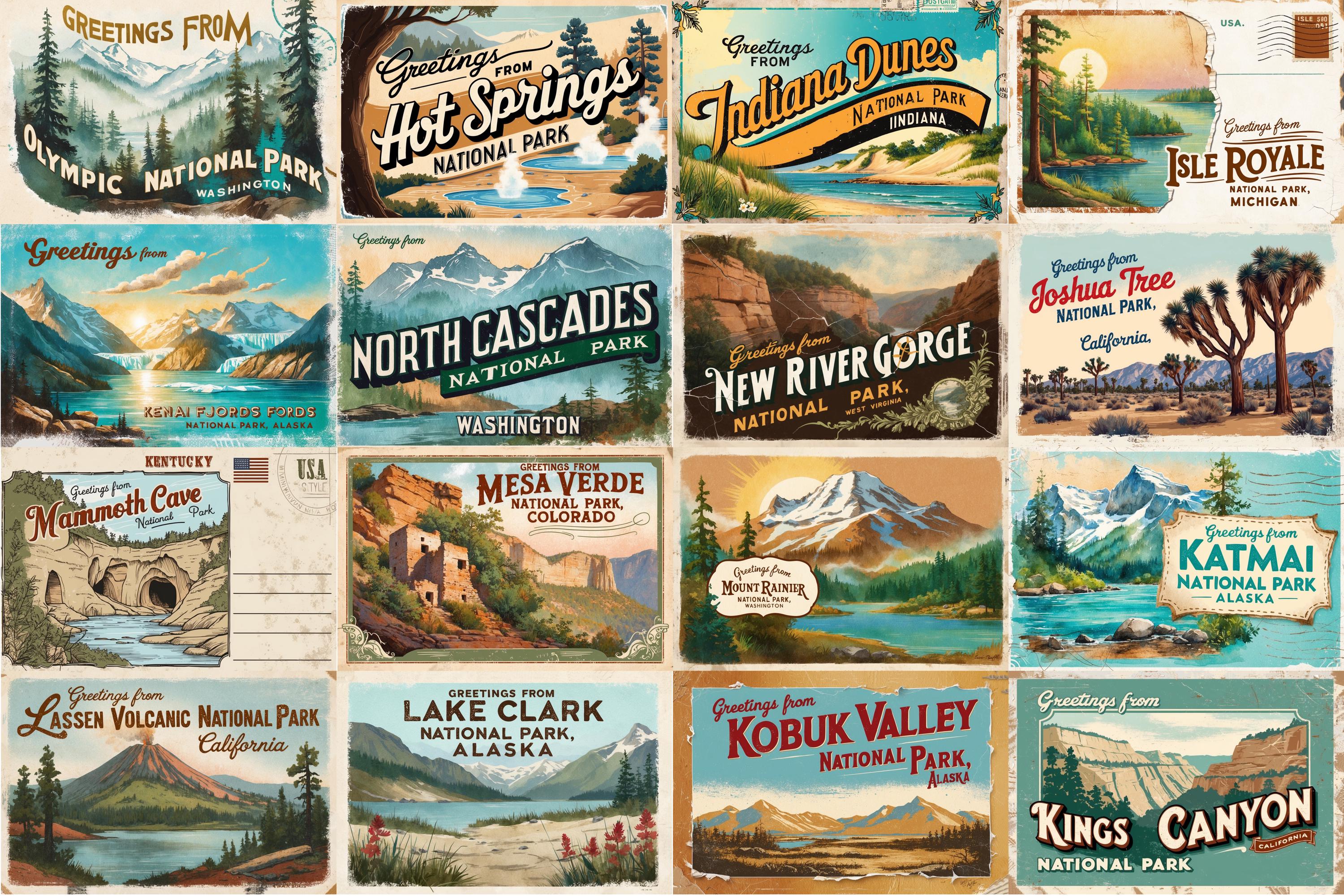 National Park Postcard Set 2 of Each, 63 Parks, Horizontal and Vertical ...