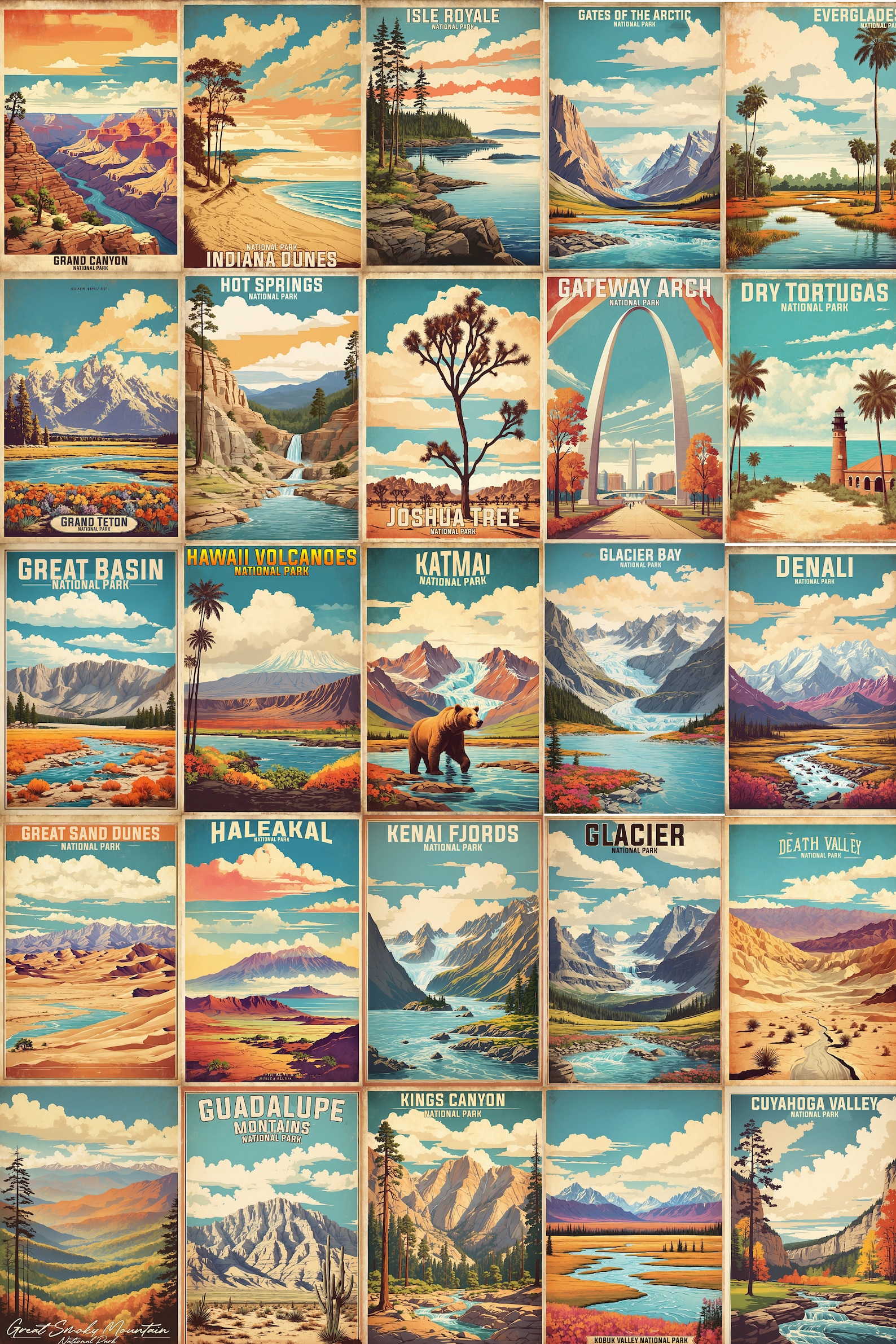 63 US National Parks (two Versions of Each) Vintage Travel Posters ...