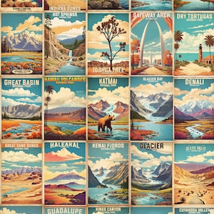 All 63 US National Parks Vintage Travel Posters Bundle, National Parks ...