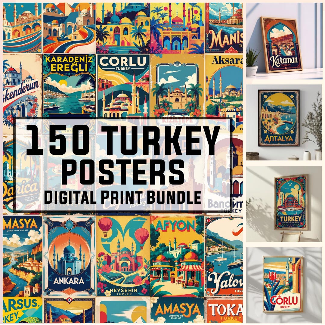 150 Turkey Vintage Travel Posters, Wall Art, Vintage Poster, Turkish ...