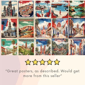 100 Mexico Vintage Travel Posters, Mexico Wall Art, Vintage Poster ...