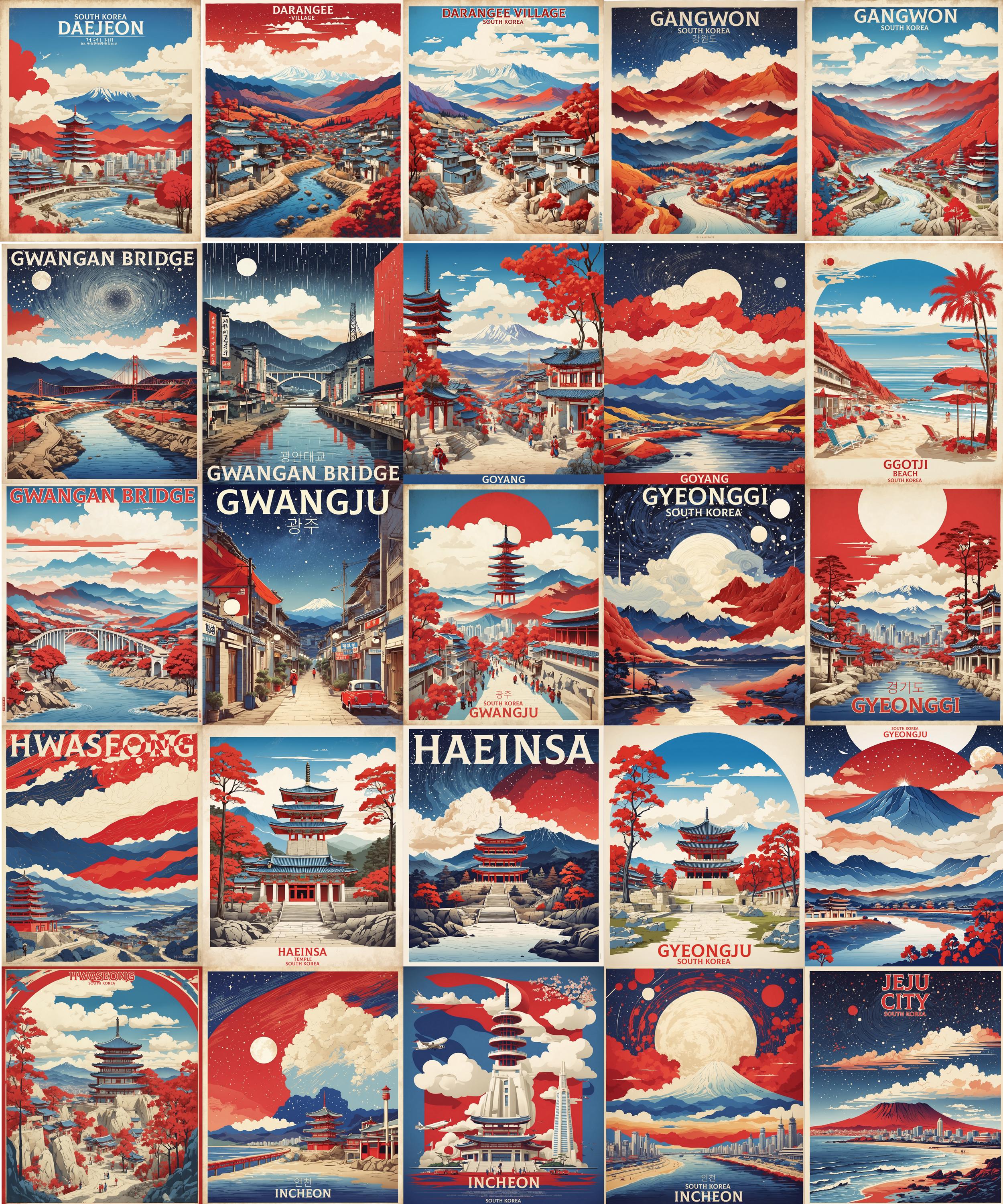 100 South Korea Vintage Travel Posters, South Korea Wall Art, Vintage Poster, Korean Souvenir ...