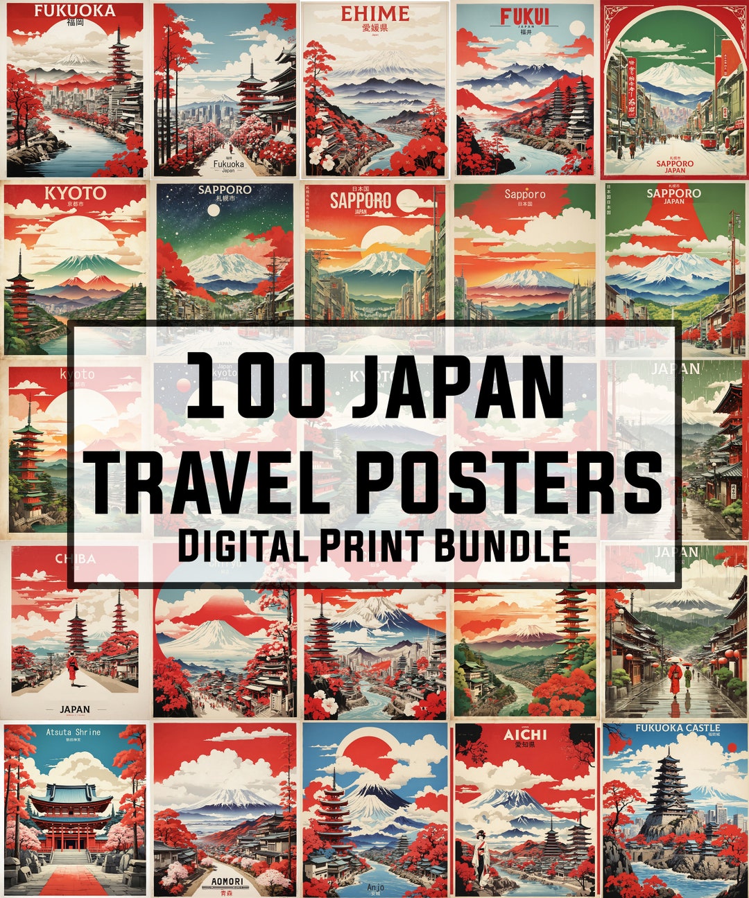 100 Japan Vintage Travel Posters, Japanese Wall Art, Vintage Poster ...