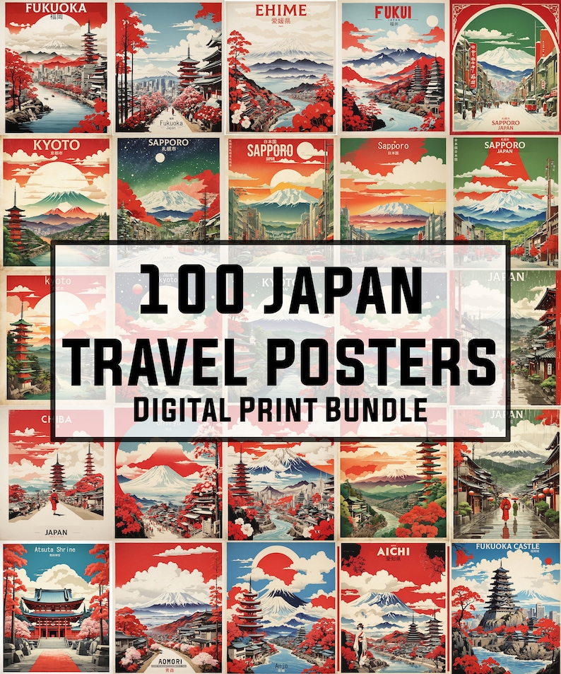 100 Japan Vintage Travel Posters, Japanese Wall Art, Vintage Poster ...