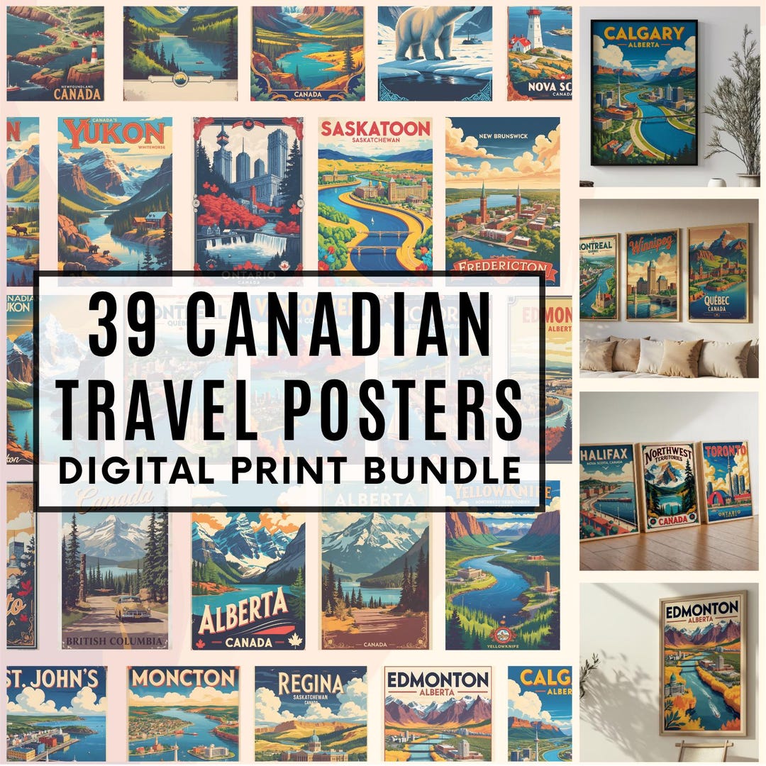 All Canada Provinces and Territories Travel Posters Bundle, 37 Prints ...