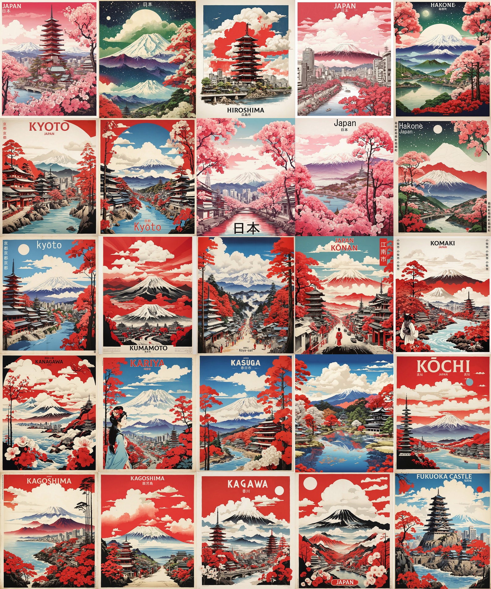 100 Japan Vintage Travel Posters, Japanese Wall Art, Vintage Poster ...