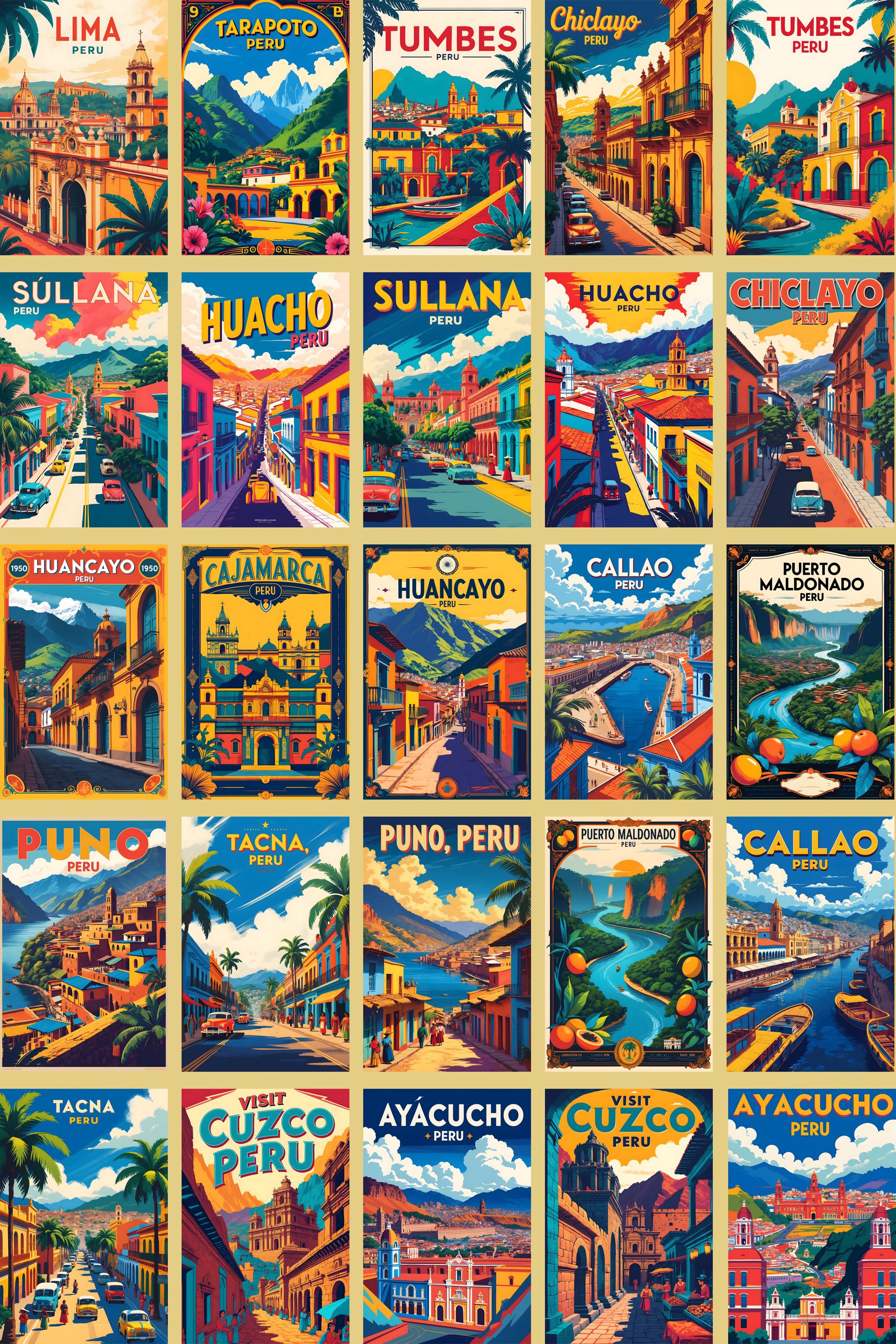 50 Peru Vintage Travel Posters, Two Sizes, Peruvian Wall Art, SVG, PDF ...