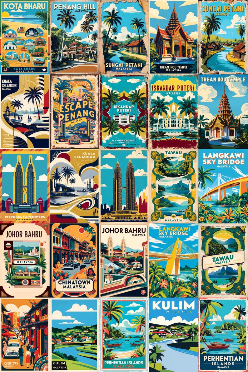 109 Malaysia Vintage Travel Posters, Wall Art, Vintage Poster, Souvenir ...