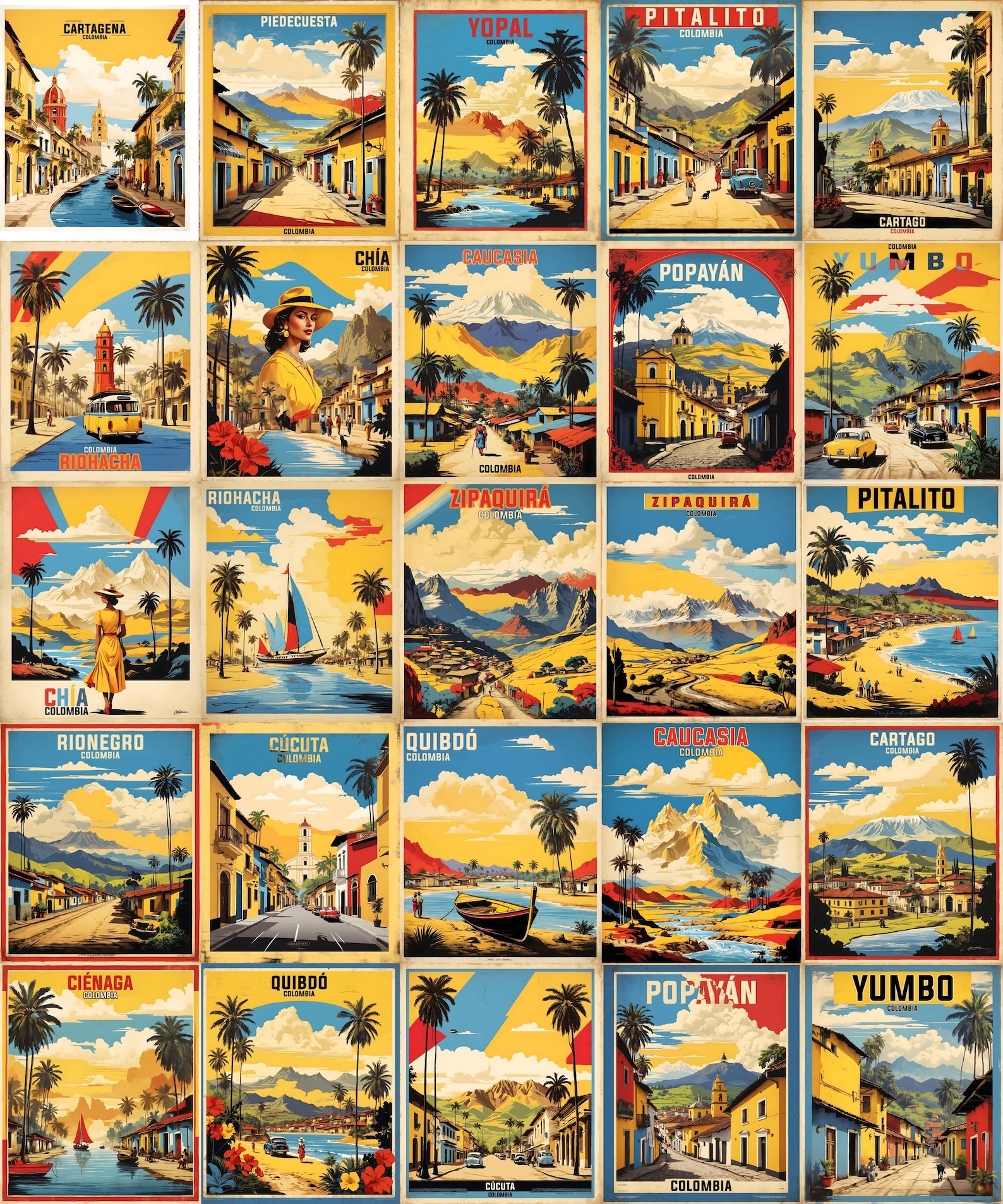 123 Colombia Vintage Travel Posters, Wall Art, Vintage Poster, Colombia ...