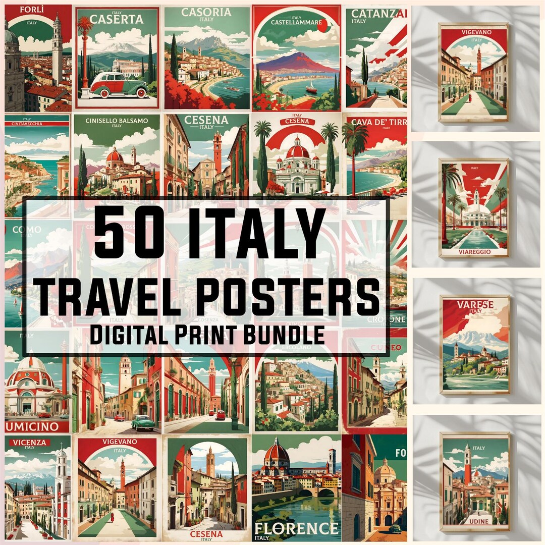 50 Italy Vintage Travel Posters, Wall Art, Vintage Poster, Italian ...