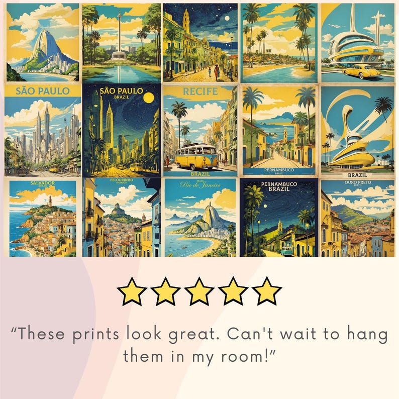 50 Brazil Vintage Travel Posters, Wall Art, Vintage Poster, Brazil ...