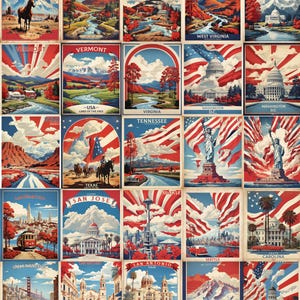 150 North America Vintage Travel Posters, Mexico, Canada, USA, Wall Art ...