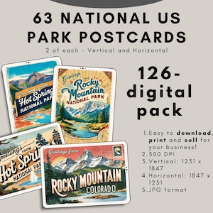National Park Postcard Set (2 of Each), 63 Parks, Horizontal and ...