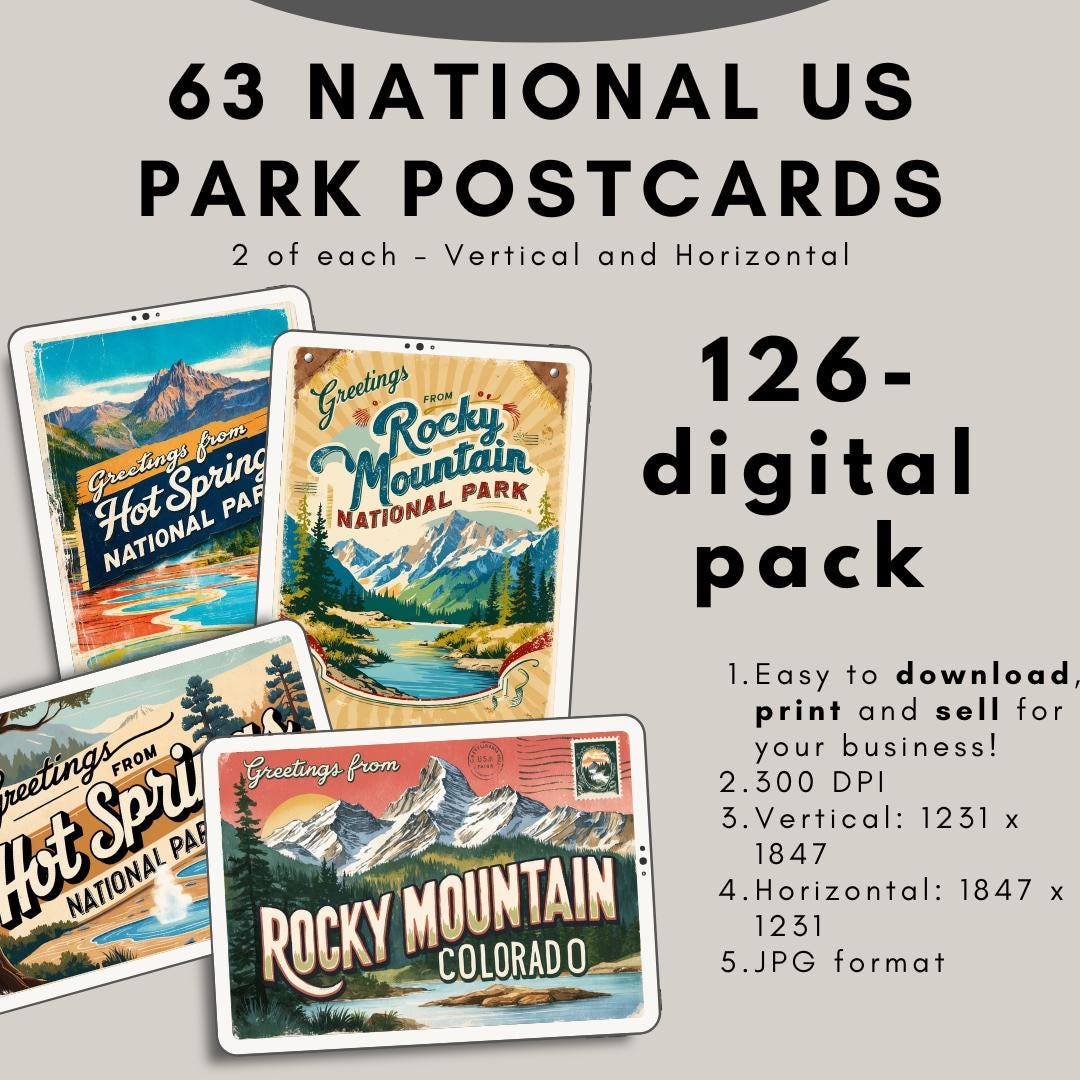 National Park Postcard Set 2 of Each, 63 Parks, Horizontal and Vertical ...