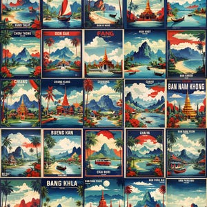 50 Thailand Vintage Travel Posters, Thailand Wall Art, Thailand Poster ...
