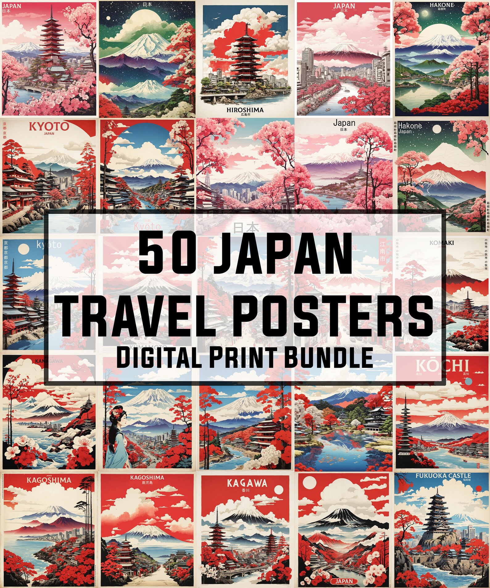 50 Japan Vintage Travel Posters, Japanese Wall Art, Vintage Poster ...