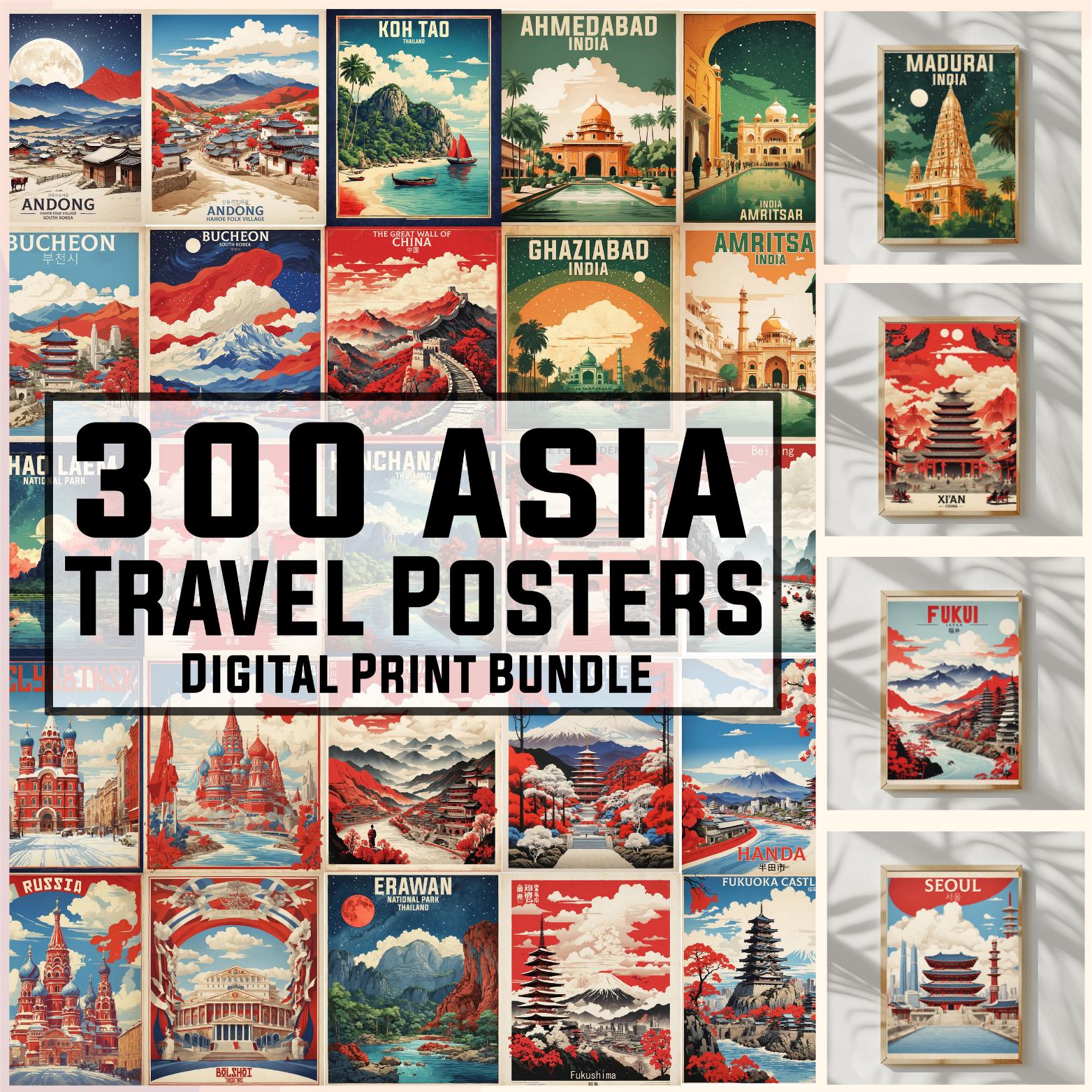 300 Asia Vintage Travel Posters, SVG, PDF, JPG, Wall Art, South Korea ...