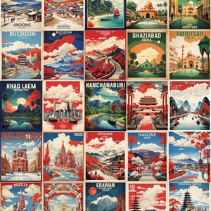 300 Asia Vintage Travel Posters, SVG, PDF, JPG, Wall Art, South Korea ...