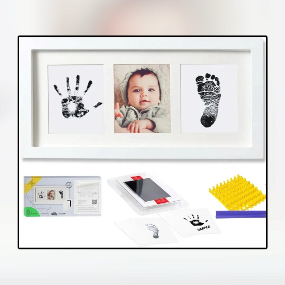 Baby Handprint and Footprint Picture Frame Kit, Large 13.5 X 7 IN, Ink ...