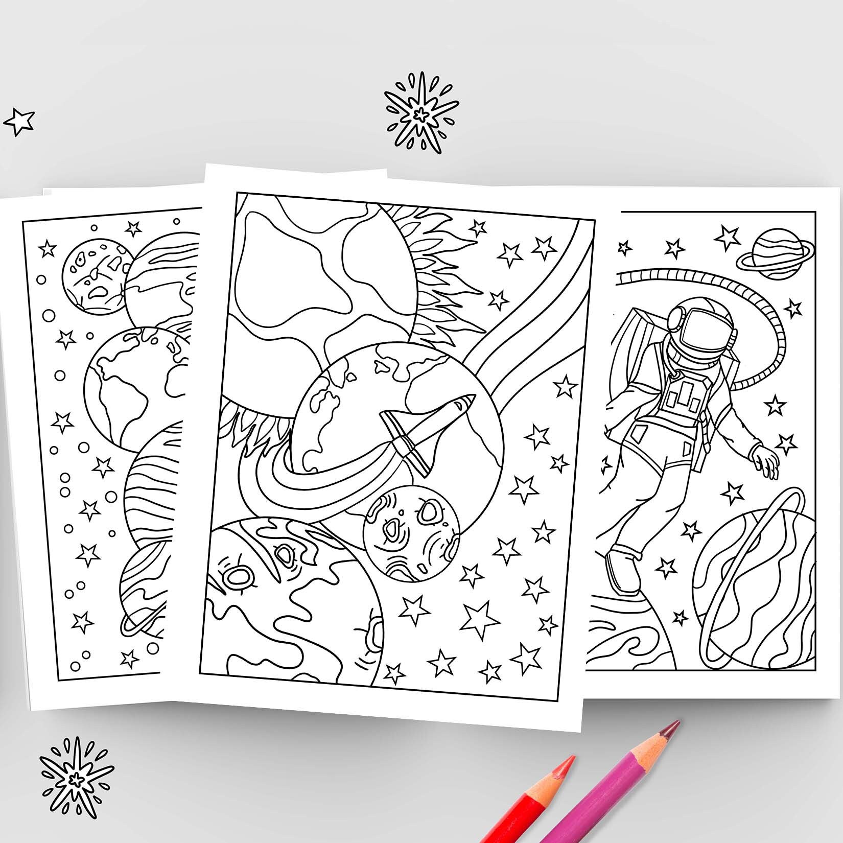 Space Coloring Book for Kids - Printable PDF File 50 Coloring Pages ...