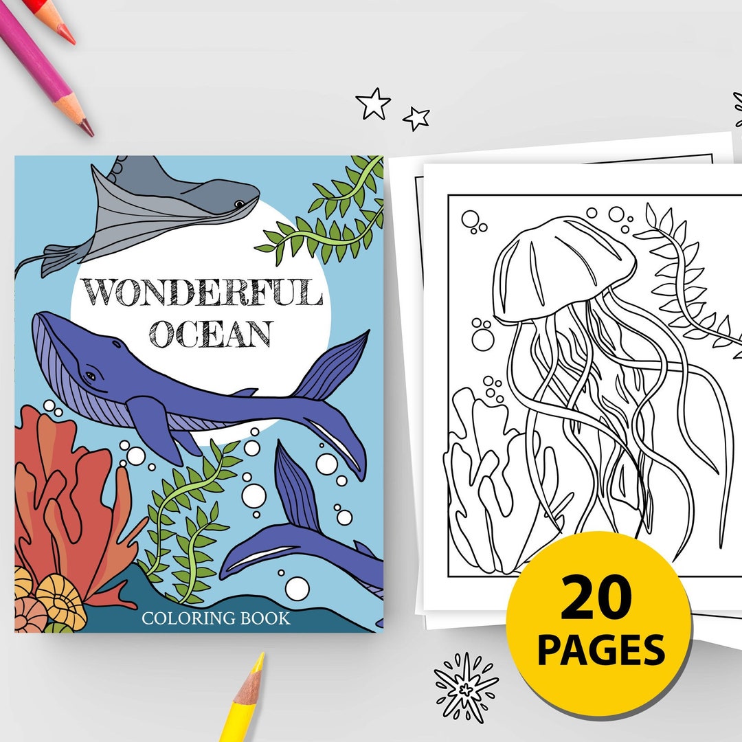 Wonderful Ocean Digital Coloring Book - Printable PDF File 20 Coloring ...