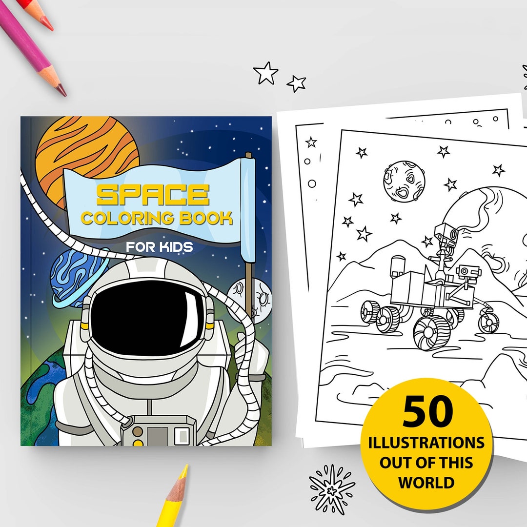 Space Coloring Book for Kids - Printable PDF File 50 Coloring Pages ...