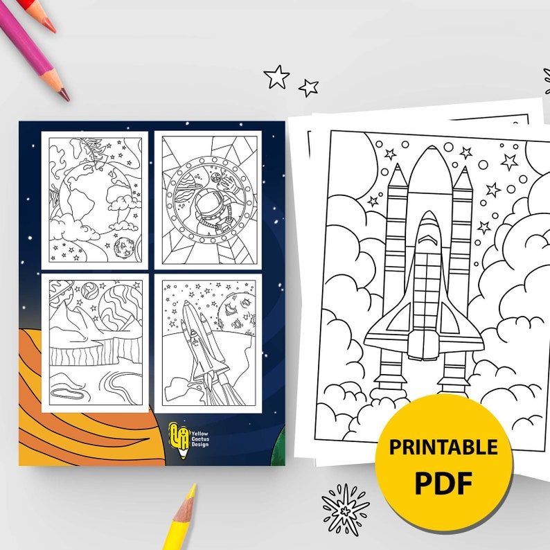 Space Coloring Book for Kids - Printable PDF File 50 Coloring Pages ...